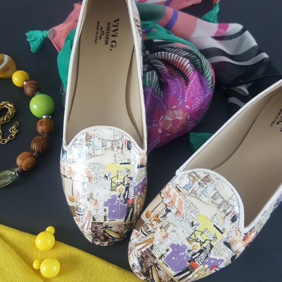 ViVi G. | Shoes | Vivi G Italian Leather Smoking Flats Multicolor ...